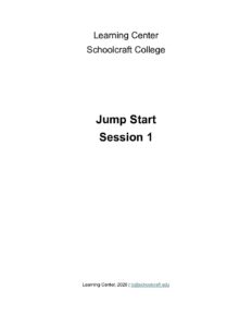 Jump Start Session 1 Packet
