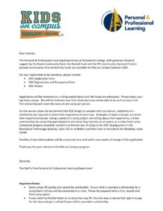 KOC – Scholarship Application and Cover Letter 2024